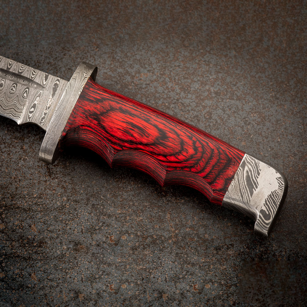 Classic Hunter - Damascus Knife (Red) | Old World Steel