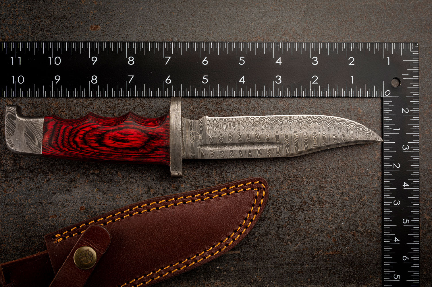 Classic Hunter - Damascus Knife (Red) | Old World Steel